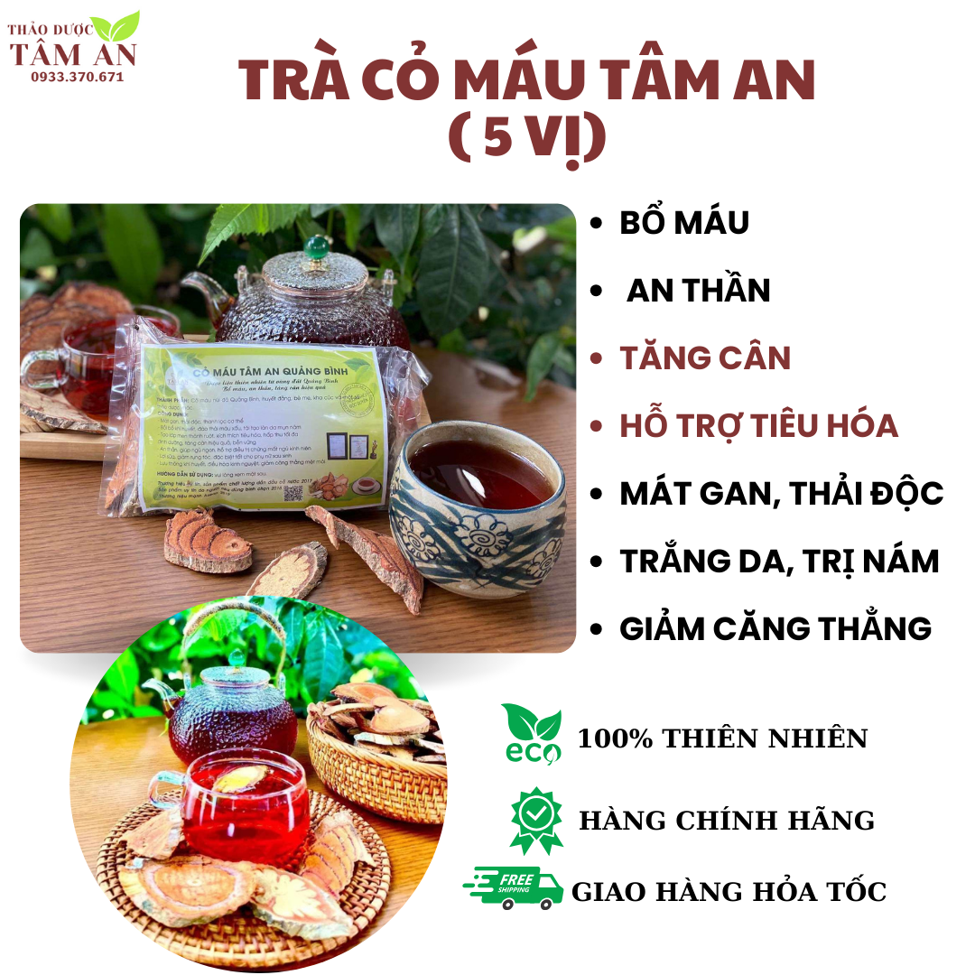 TRÀ CỎ MÁU 5 VỊ - TĂNG CÂN - BỔ MÁU - Oriviet Healthy Food